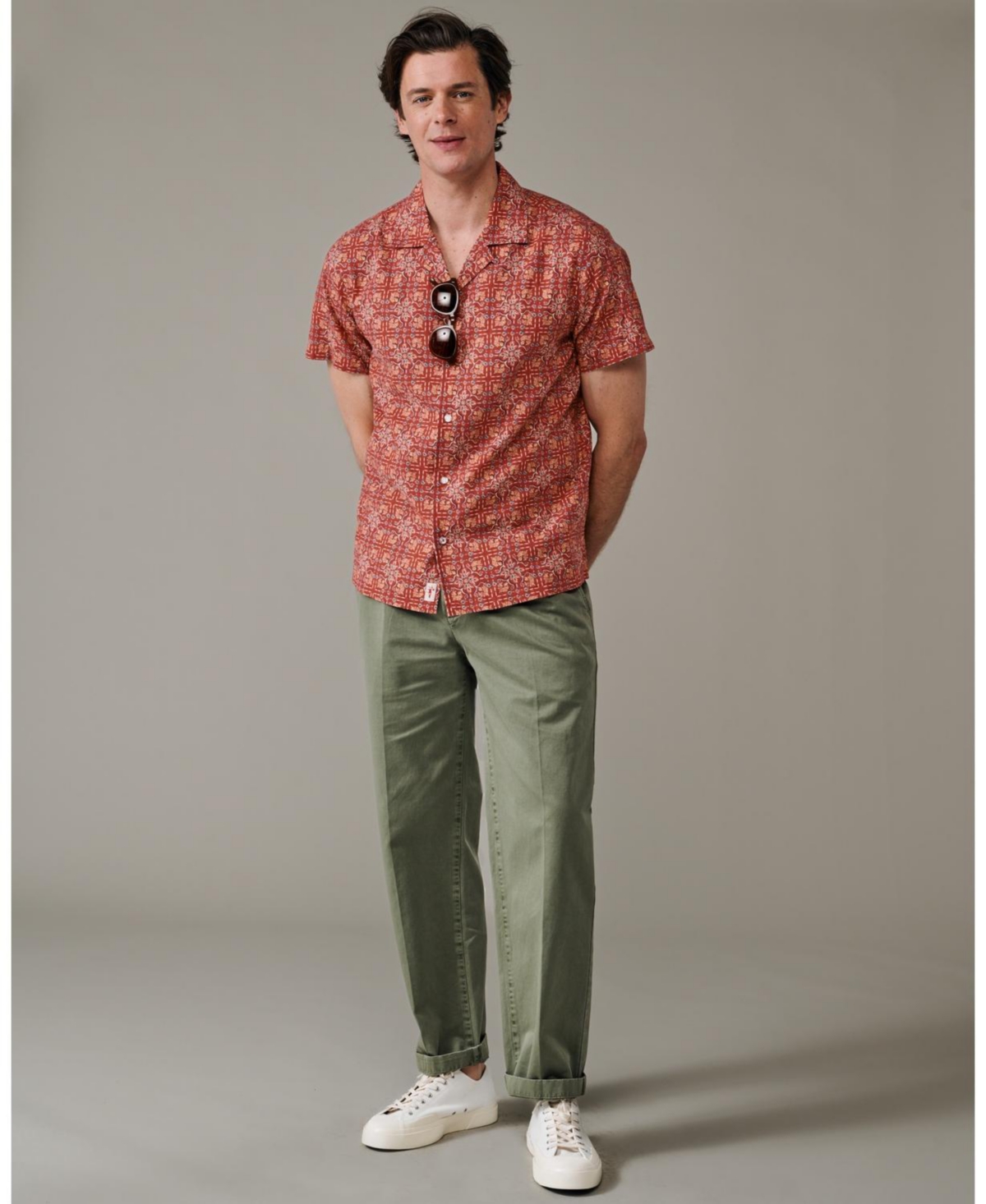 AUBIN abbey cuban collar short sleeved shirt